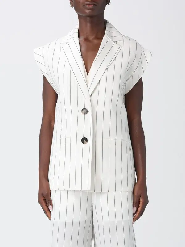 Liu Jo Pinstriped Wool Single-breasted Vest