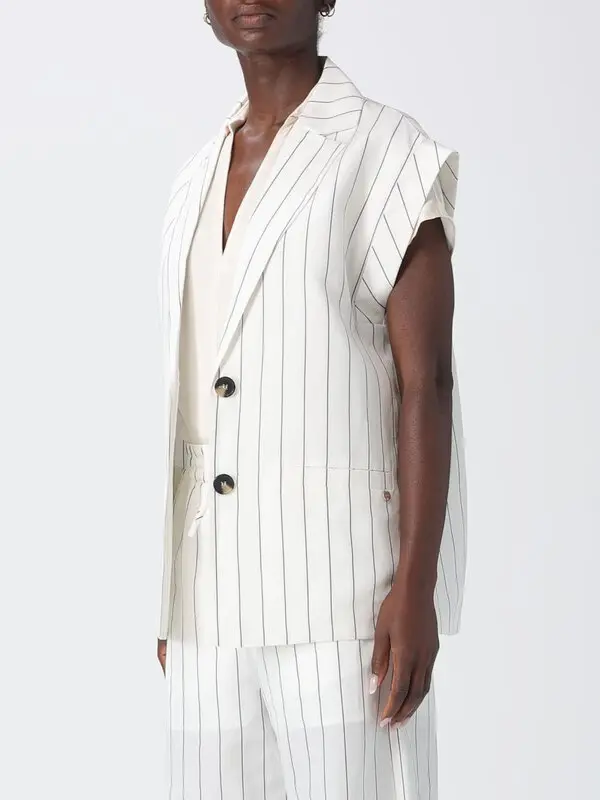 Liu Jo Pinstriped Wool Single-breasted Vest