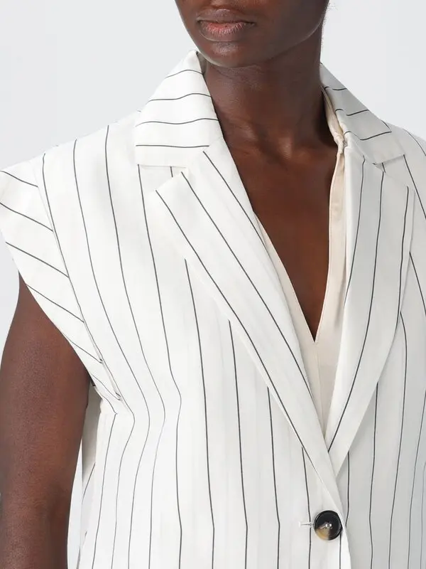 Liu Jo Pinstriped Wool Single-breasted Vest