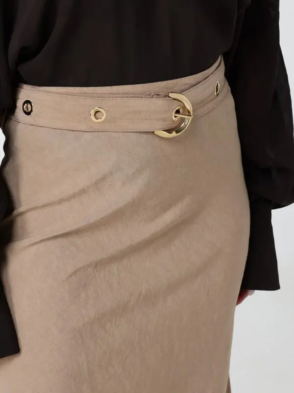 Pinko Asymmetric Linen Blend Skirt - Beige
