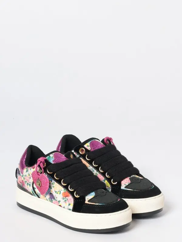 Kurt Geiger Floral Print Canvas And Suede Platform Sneakers