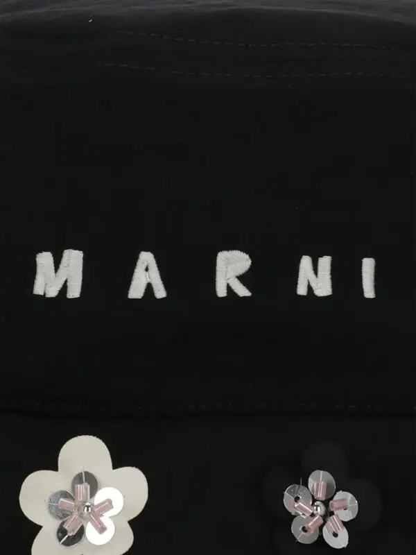 Marni Nylon Bucket Hat With Applied Flowers