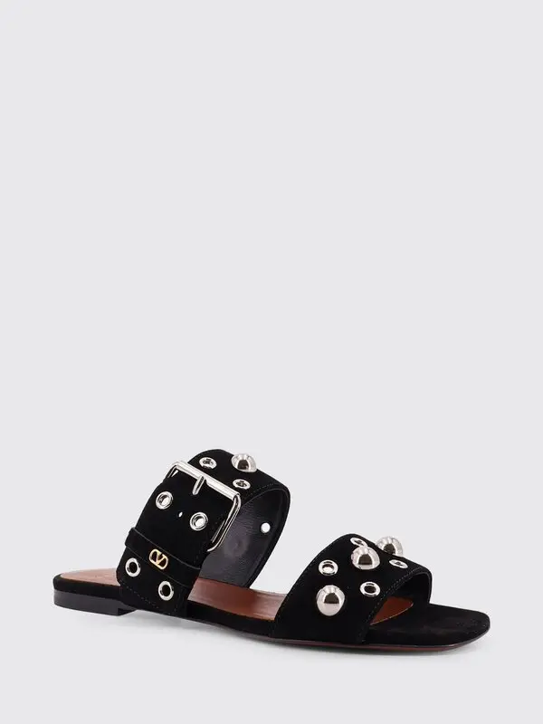 Valentino Garavani Suede Sandals With Metallic Eyelets
