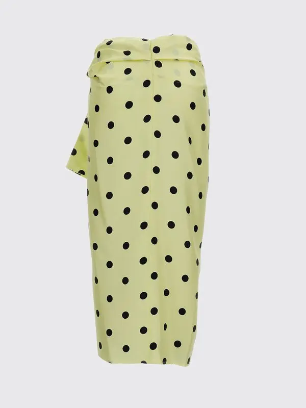 Sportmax Polka Dot Satin Midi Skirt - Yellow