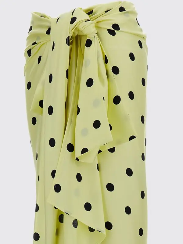 Sportmax Polka Dot Satin Midi Skirt - Yellow