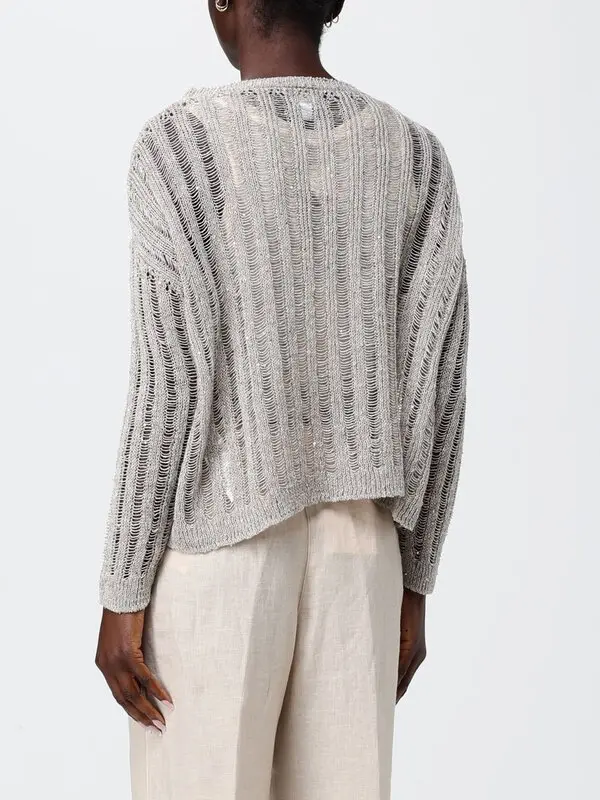 120% Lino Openwork Knit Top - Walnut