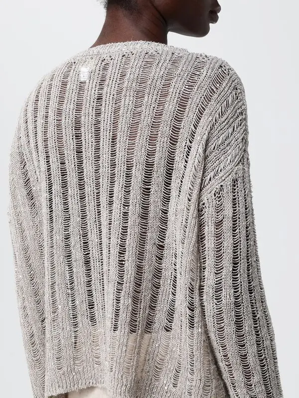 120% Lino Openwork Knit Top - Walnut