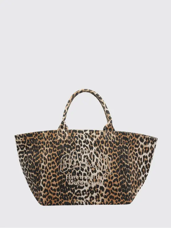 GANNI Leopard Print Tote Bag - Brown
