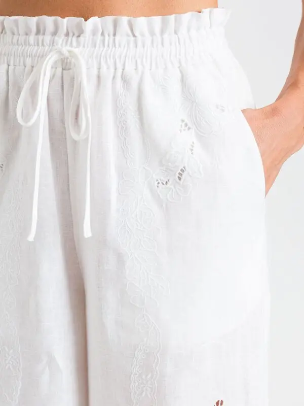 TWINSET Linen Cargo Trousers - White