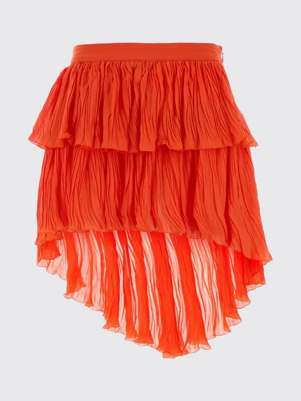 Blumarine Pleated Tiered Asymmetrical Mini Skirt - Orange