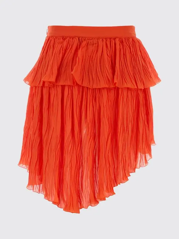 Blumarine Pleated Tiered Asymmetrical Mini Skirt - Orange