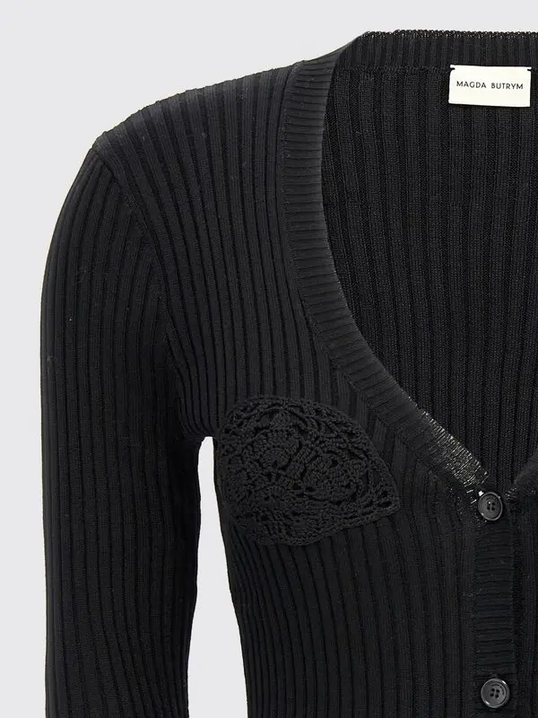 Magda Butrym Ribbed Lace Detail Cardigan