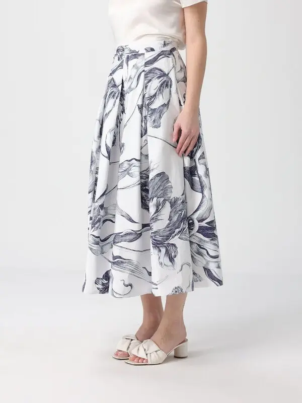 Erdem Printed Pleated Midi Skirt