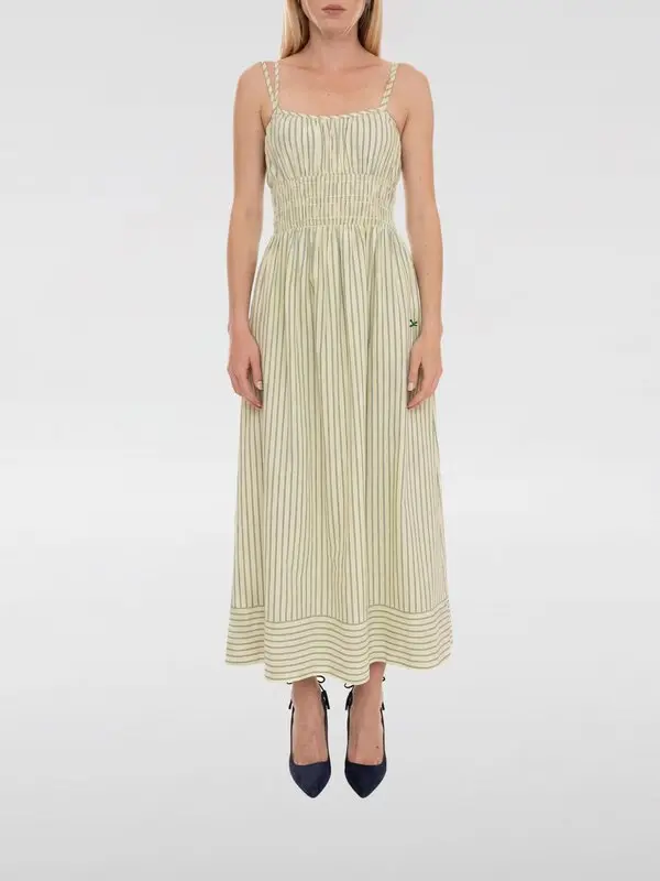 BOSS Striped Cotton Midi Dress