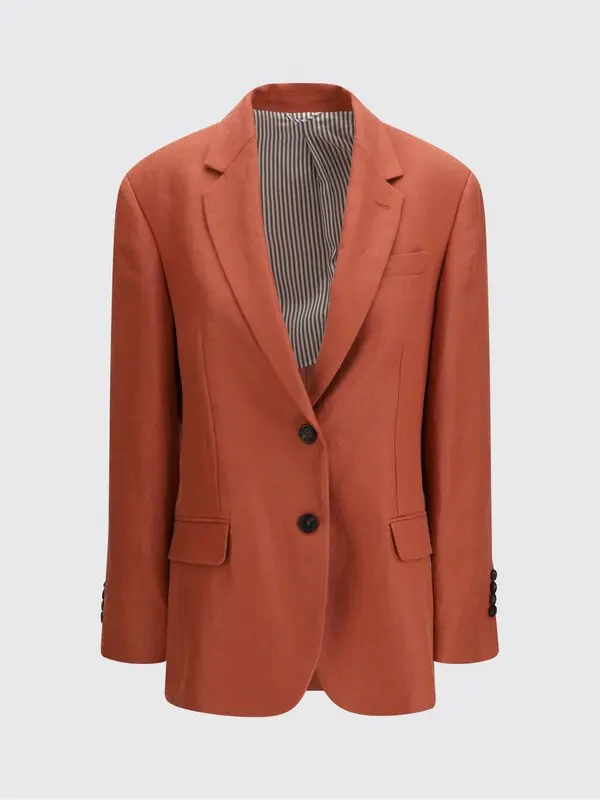 Brunello Cucinelli Linen Single-breasted Blazer - Orange