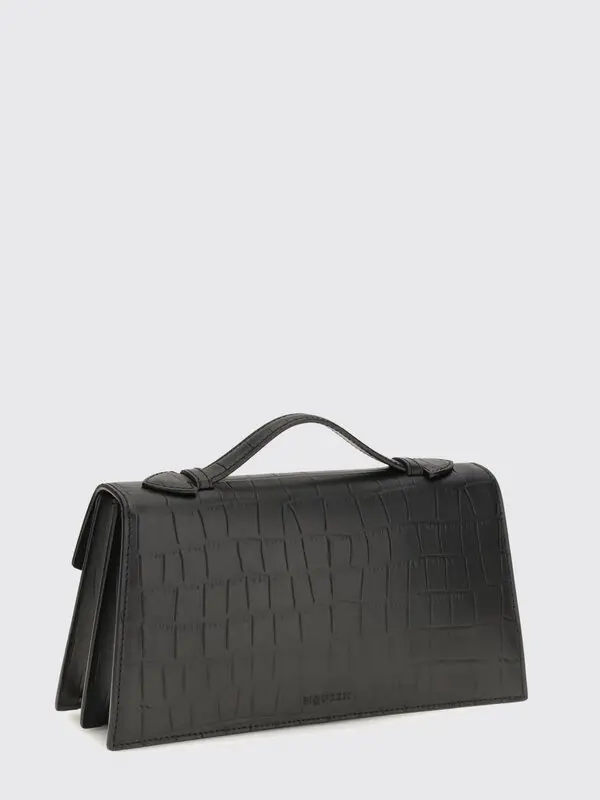 Alexander McQueen Croc-effect Calfskin Handbag Alexander With Skull Embellishment
