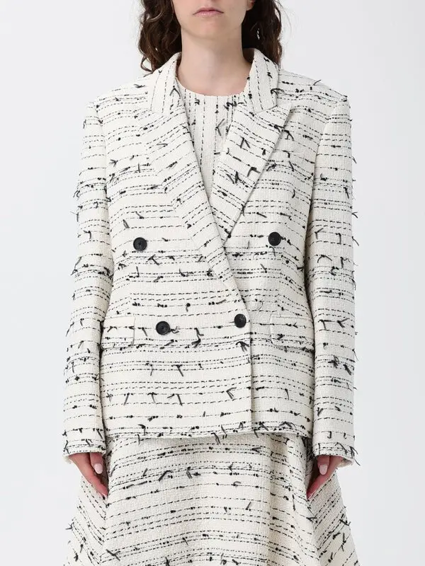 BOSS Double-breasted Cotton Blend Blazer