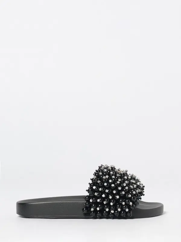 Kurt Geiger Meena Eagle Rubber Sliders With Synthetic Beads And Rhinestones - Black