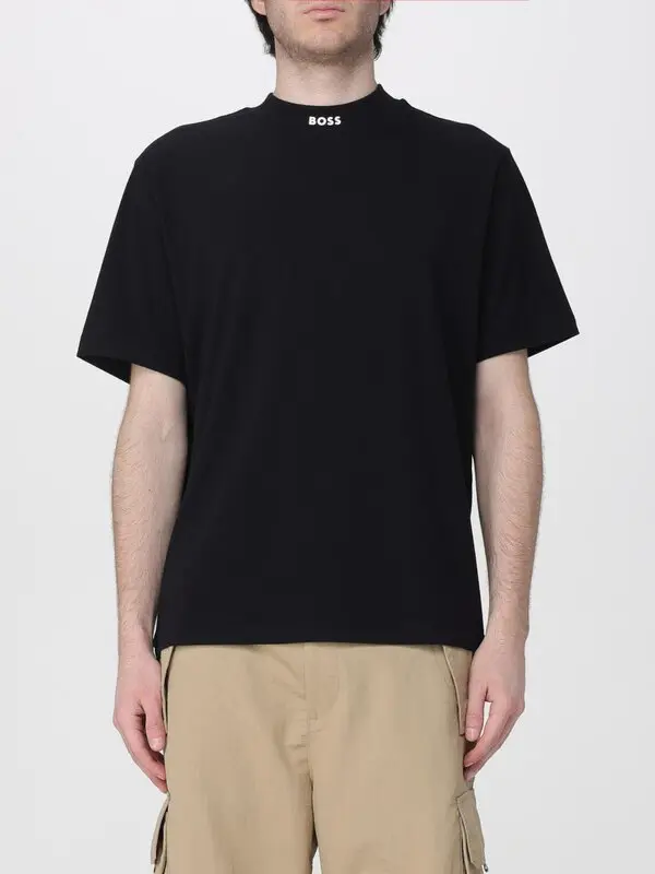 BOSS Basic Cotton T-shirt With Mini Logo - Black