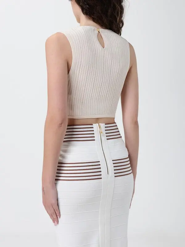 Elisabetta Franchi Viscose Blend Cropped Top - Butter