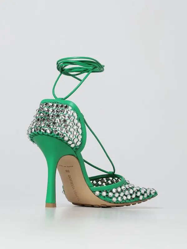 Bottega Veneta Embellished Strappy High Heel Sandals - Green