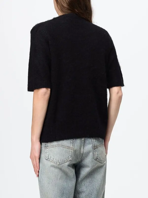 GANNI Short-sleeved Alpaca-blend Sweater With Logo