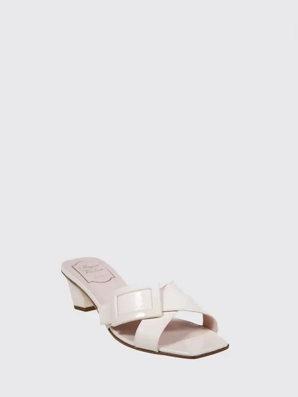 ROGER VIVIER Belle Vivier Patent Leather Mules - White
