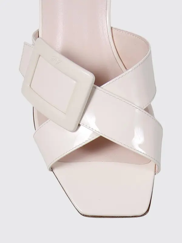 ROGER VIVIER Belle Vivier Patent Leather Mules - White