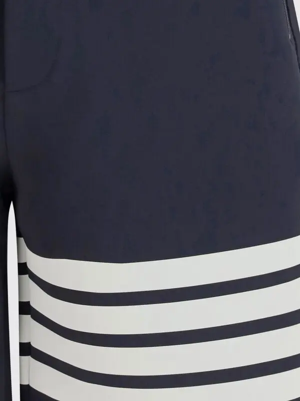 Thom Browne Slim Fit Viscose Blend Shorts With Barcode Stripes