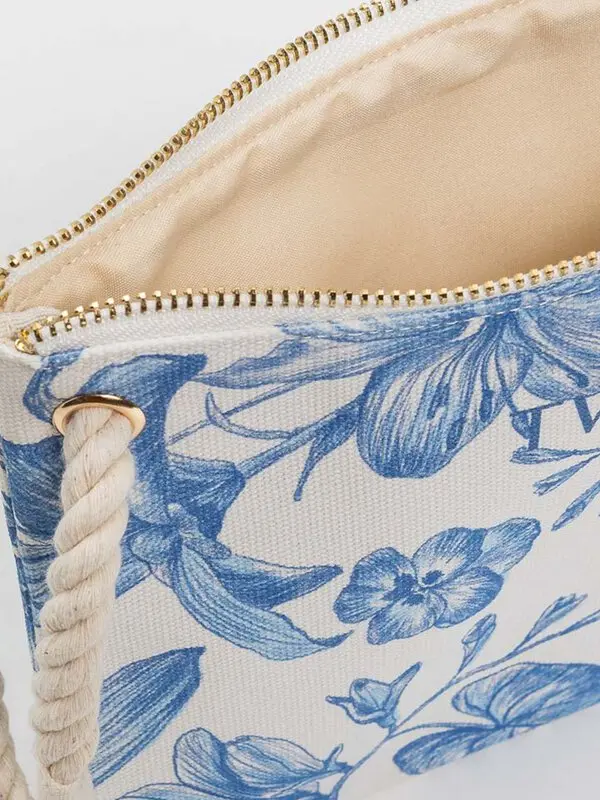 TWINSET Cotton Canvas Pouch With Floral Print And Details - Multicolor