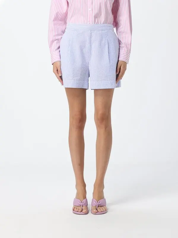 MC2 SAINT BARTH Leopard Print Cotton Shorts - Striped