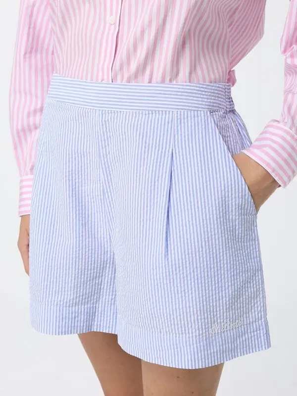 MC2 SAINT BARTH Leopard Print Cotton Shorts - Striped