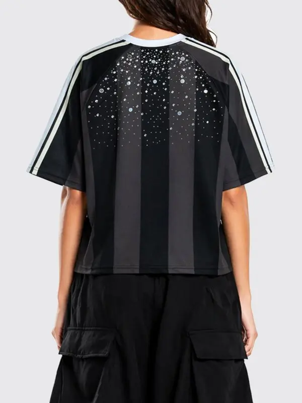 BARROW Acetate Mesh T-shirt With Rhinestone Embellishments