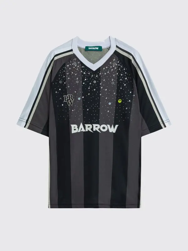 BARROW Acetate Mesh T-shirt With Rhinestone Embellishments