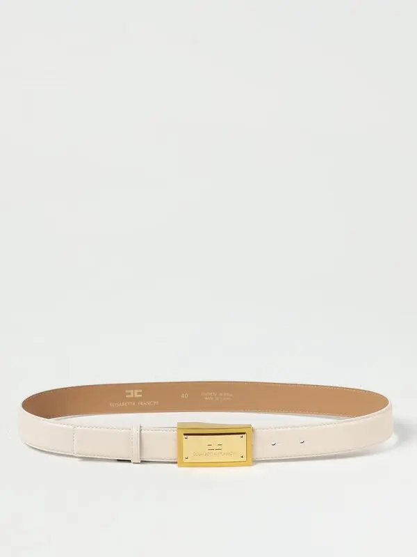 Elisabetta Franchi Leather Belt With Gold Tone Hardware - Butter