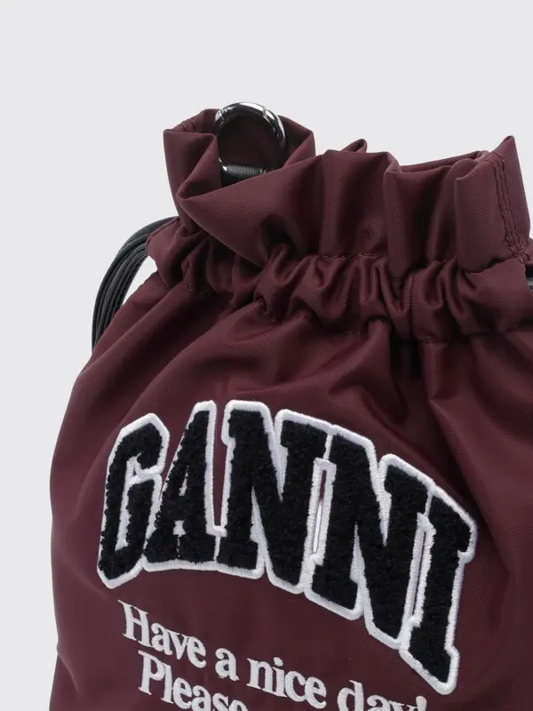 GANNI Mini Nylon Drawstring Bag With Logo Patch