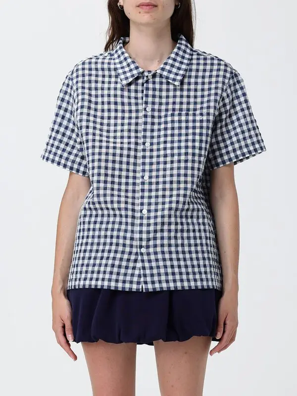 DUNST Striped Cotton Poplin Shirt - Blue