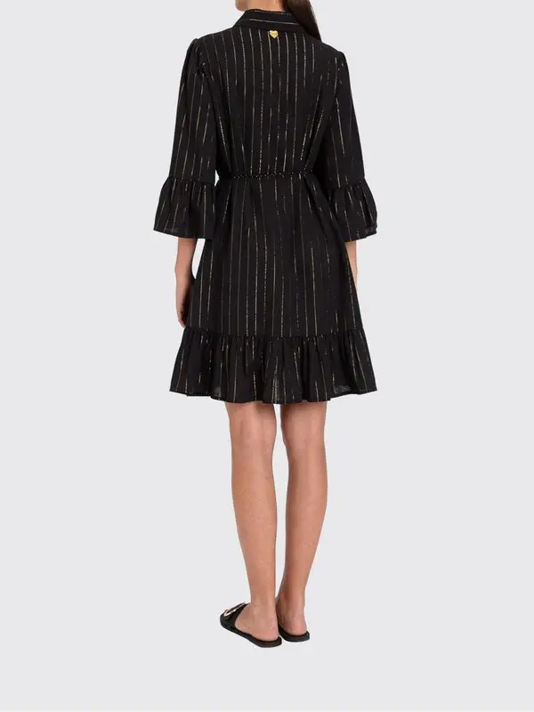 TWINSET Cotton Lurex Blend Striped Mini Shirt Dress