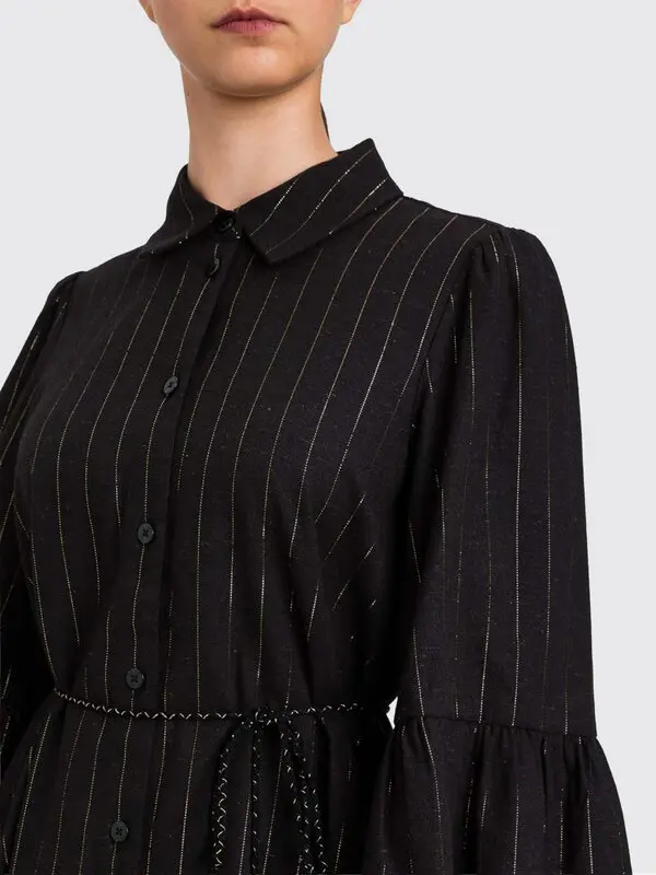 TWINSET Cotton Lurex Blend Striped Mini Shirt Dress