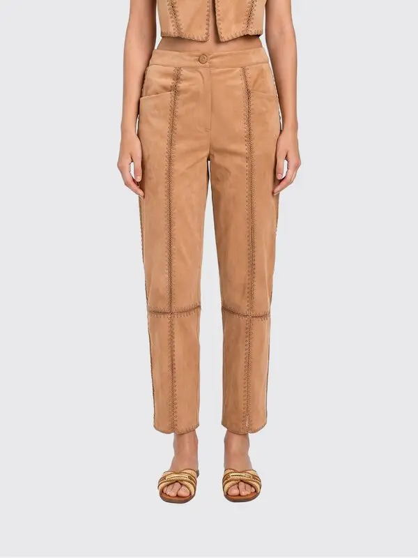 TWINSET Slim Fit Faux Suede Trousers
