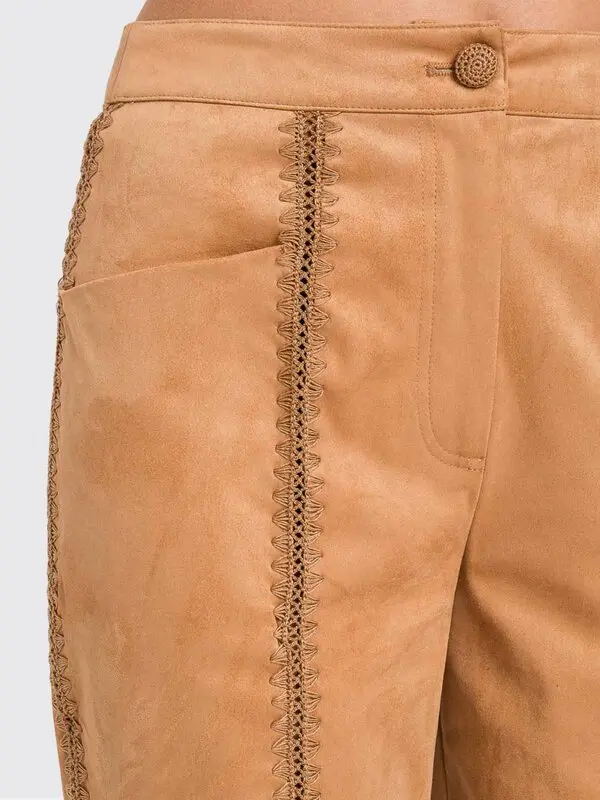 TWINSET Slim Fit Faux Suede Trousers