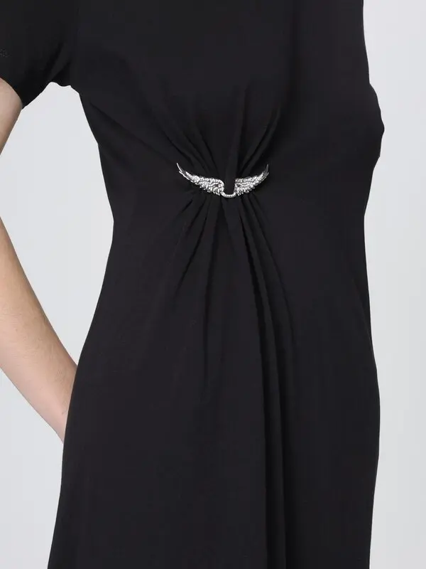 Zadig&Voltaire Cotton Jersey Midi Dress With Ruched Waist