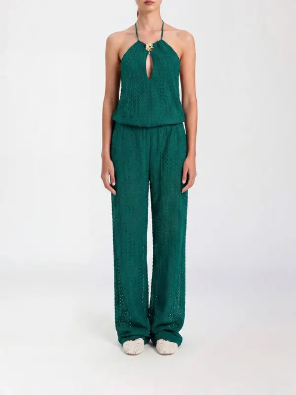TWINSET Crochet Halterneck Jumpsuit With Wide Leg