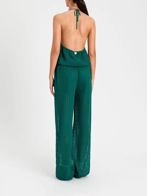 TWINSET Crochet Halterneck Jumpsuit With Wide Leg