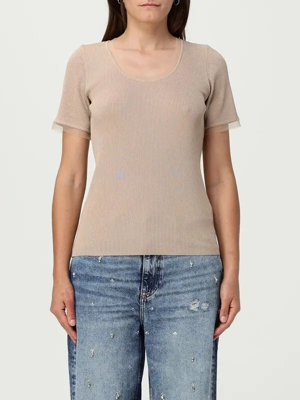 Liu Jo Ribbed T-shirt With Sheer Accents