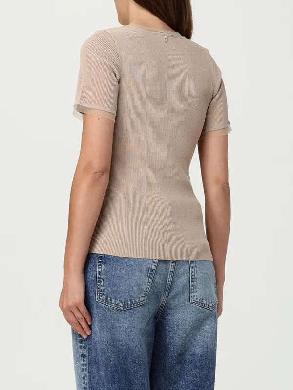 Liu Jo Ribbed T-shirt With Sheer Accents
