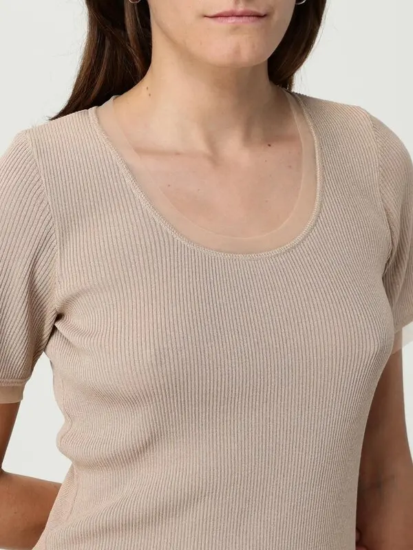 Liu Jo Ribbed T-shirt With Sheer Accents
