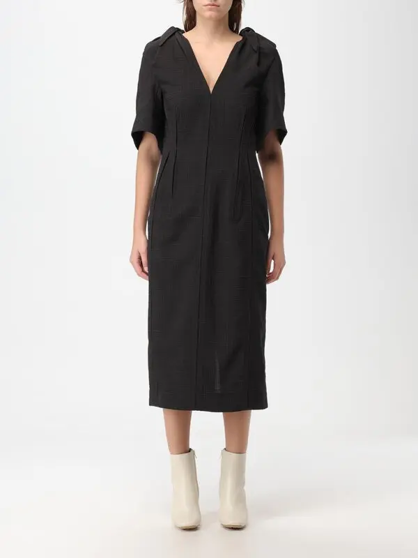 Bottega Veneta V-neck Midi Dress With Bow Detail