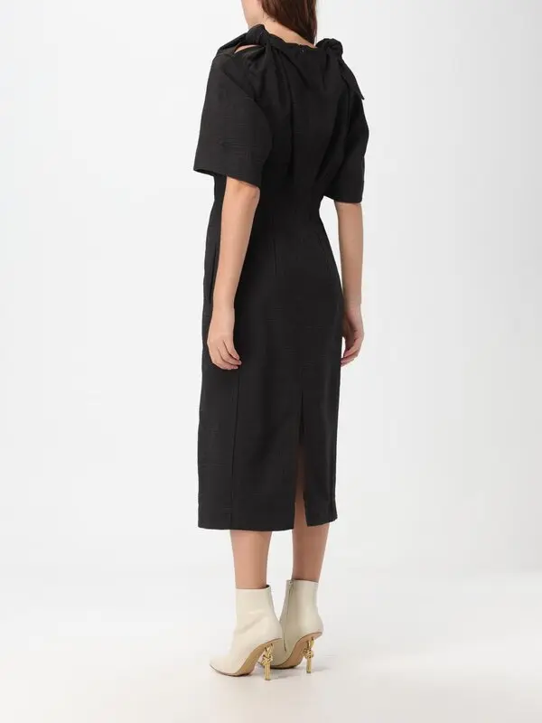 Bottega Veneta V-neck Midi Dress With Bow Detail