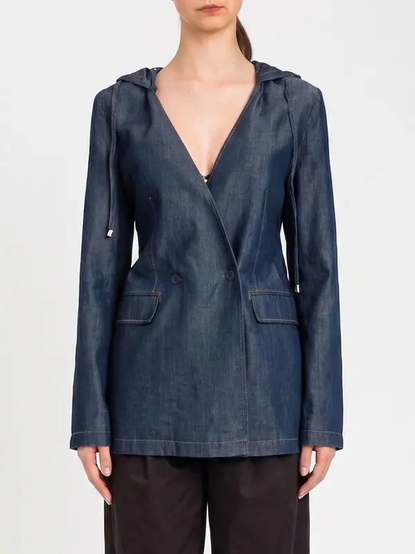 TWINSET Short Doublebreasted Blazer With Hood
